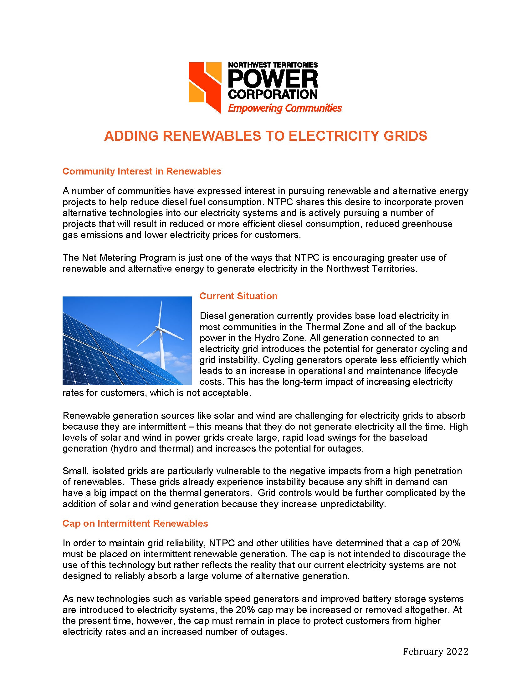 Current Alternative Energy Projects | Northwest Territories Power ...